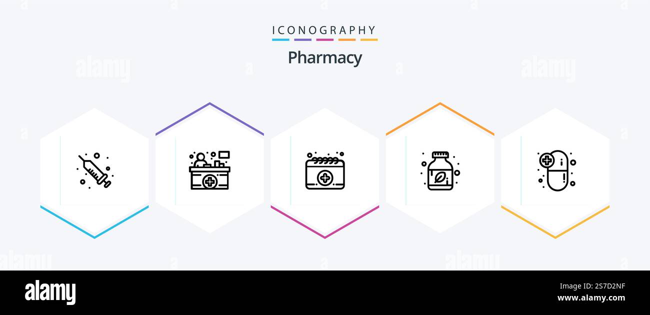 Pharmacy 25 Line icon pack including medications. drugs. calendar ...