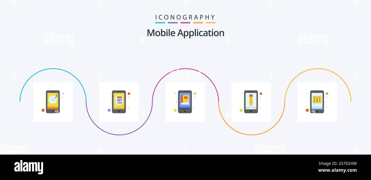 Mobile Application Flat 5 Icon Pack Including application. ui. app. interface. app Stock Vector ...