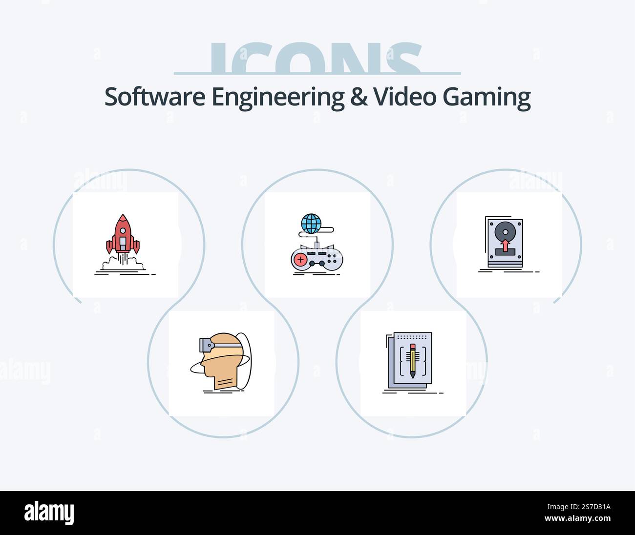 Software Engineering And Video Gaming Line Filled Icon Pack 5 Icon Design. directory. archive ...