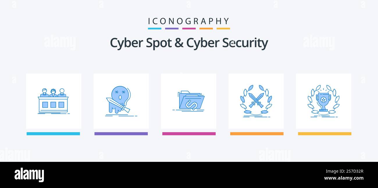 Cyber Spot And Cyber Security Blue 5 Icon Pack Including game. battle ...