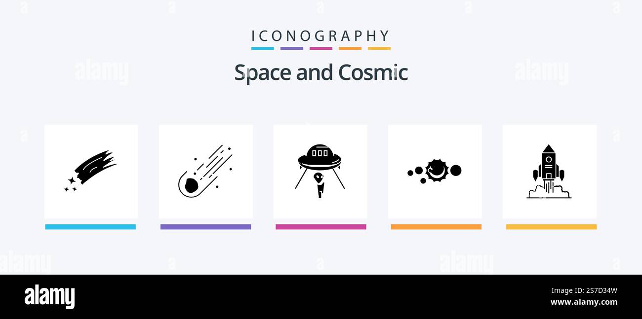 Space Glyph 5 Icon Pack Including startup. rocket. spaceship. astronomy ...