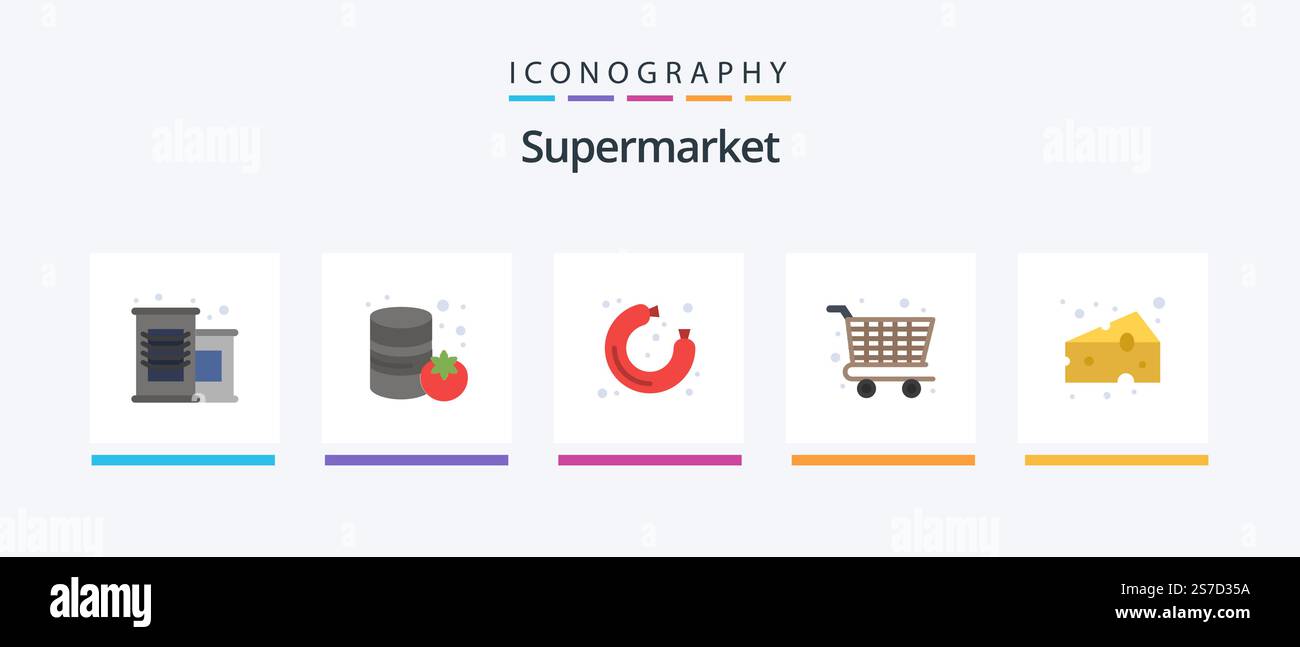 Supermarket Flat 5 Icon Pack Including . food. store. cheeses. cart ...