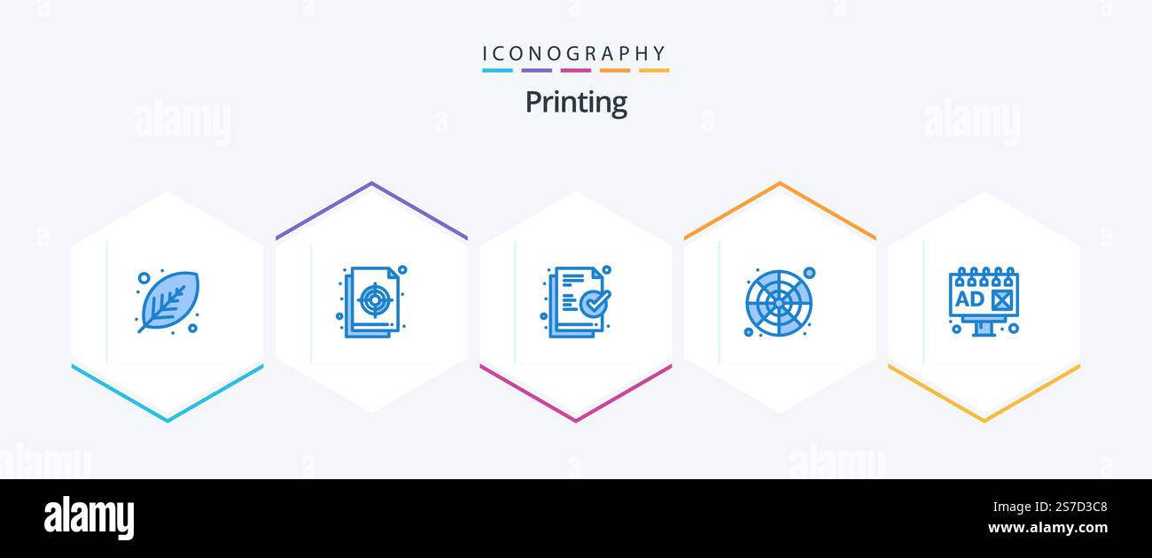 Printing 25 Blue icon pack including sample. color palette. target ...
