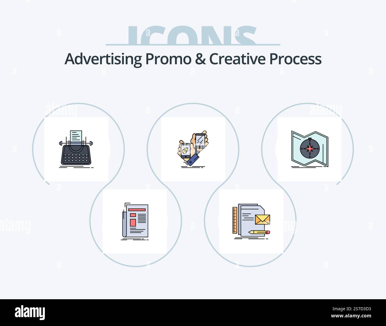 Advertising Promo And Creative Process Line Filled Icon Pack 5 Icon ...