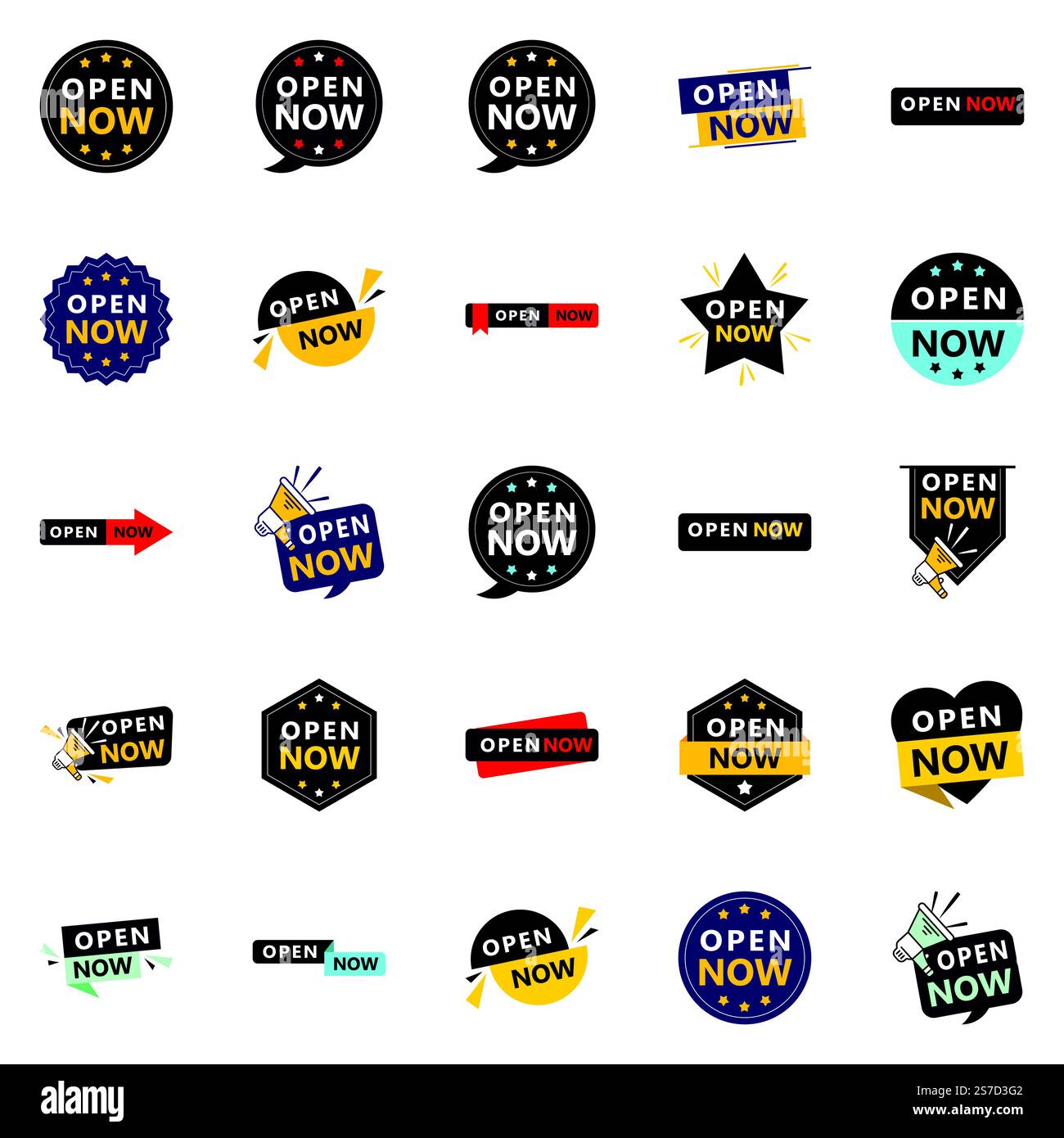 Open Now Sign Pack 25 Editable Designs Stock Vector Image & Art - Alamy