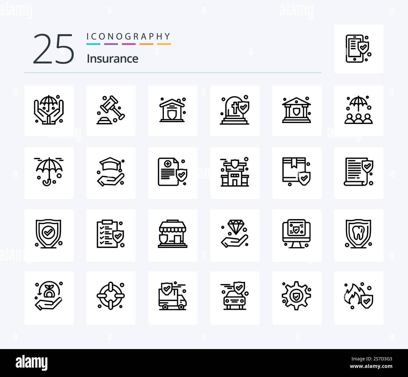Insurance 25 Line icon pack including security. bank. protection ...