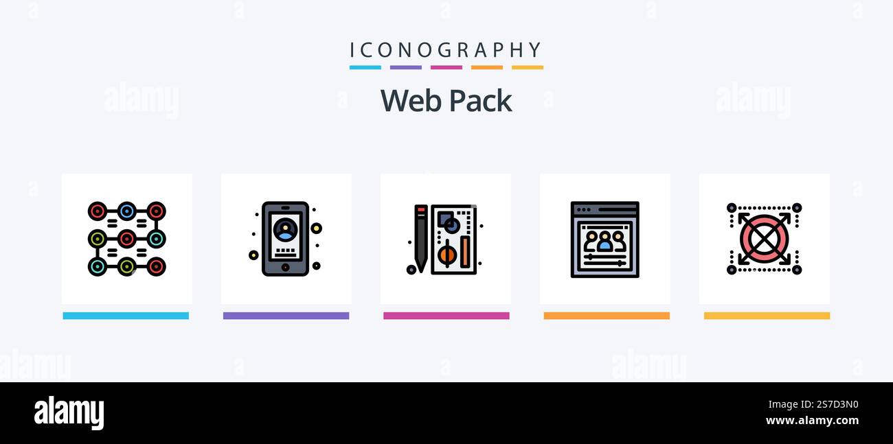 Web Pack Line Filled 5 Icon Pack Including data center. split testing ...