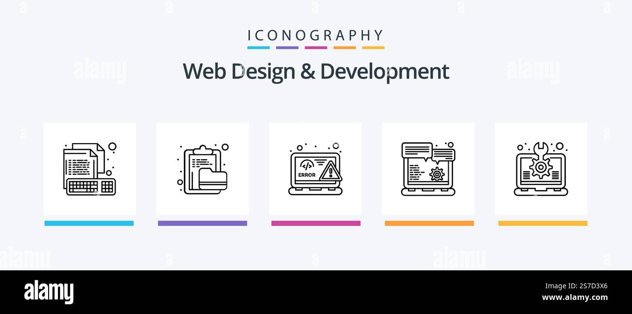 Web Design And Development Line 5 Icon Pack Including setting. gear. setting. engine. layout ...