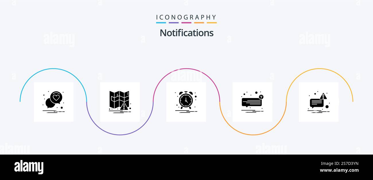 Notifications Glyph 5 Icon Pack Including sent. message. clock. unread ...