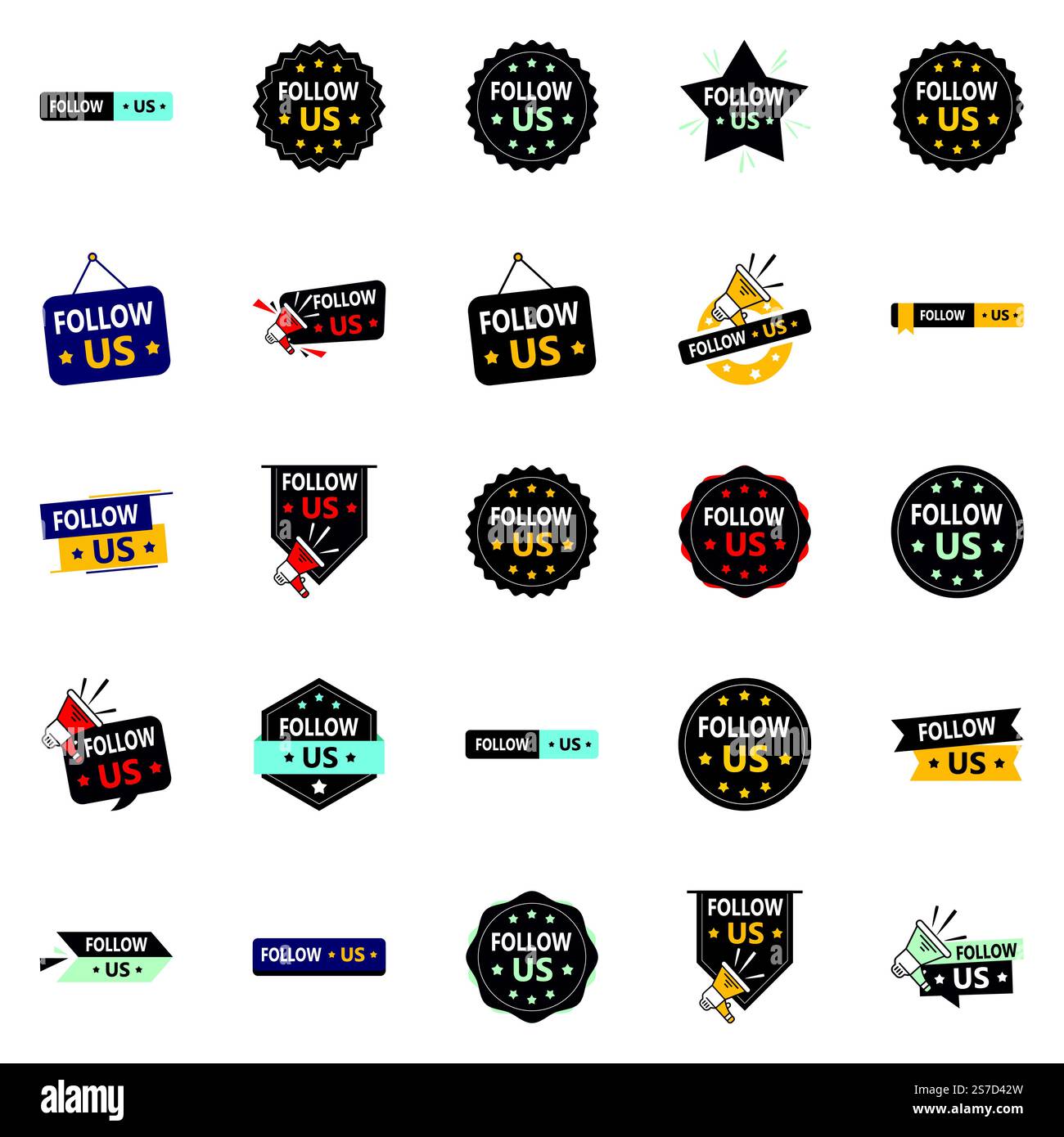 25 Premium Follow Us Banners for Twitter and TikTok Stock Vector Image ...