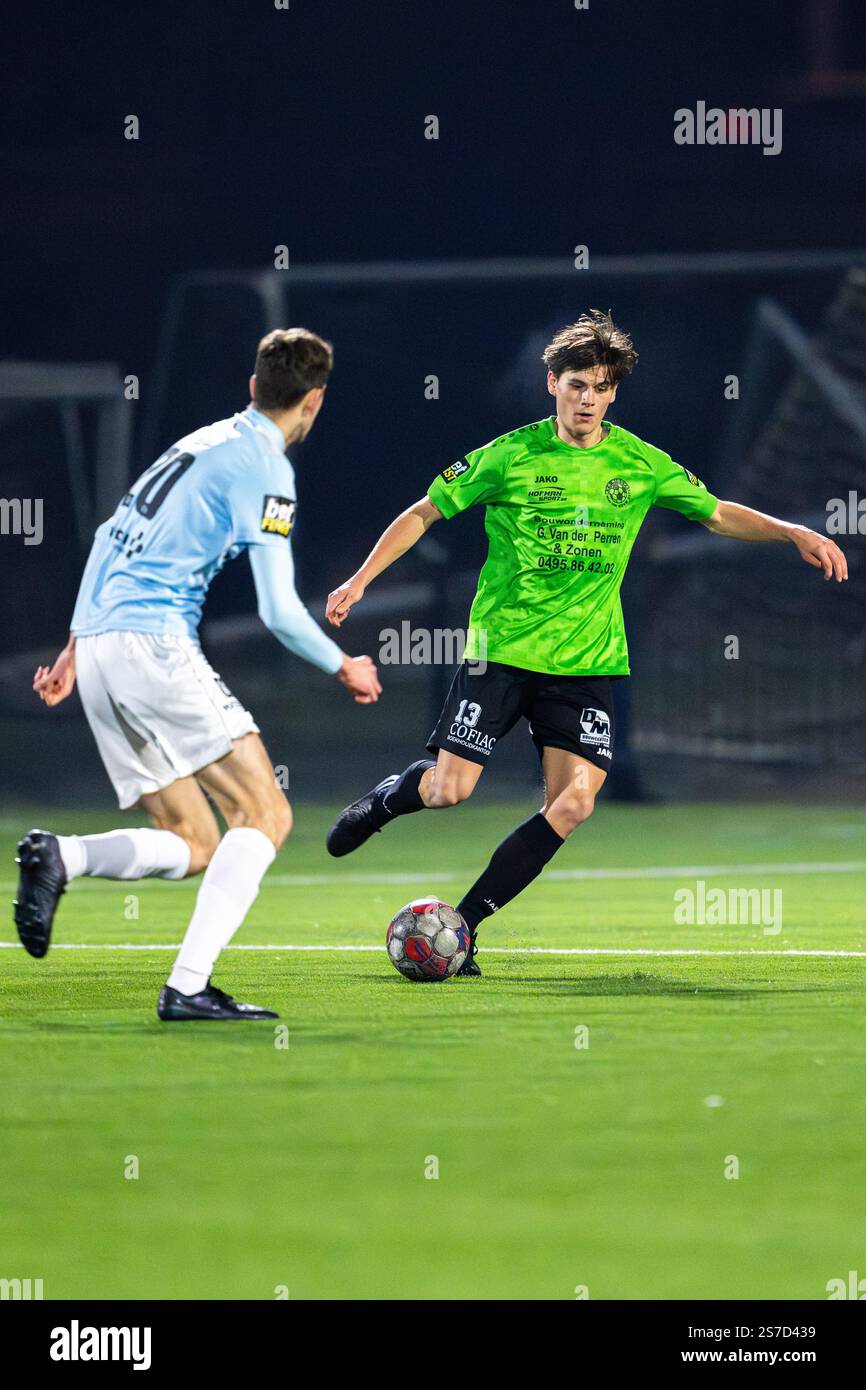 Ninove, Belgium. 18th Jan, 2025. Meert Maxim (13) of VK Ninove pictured ...