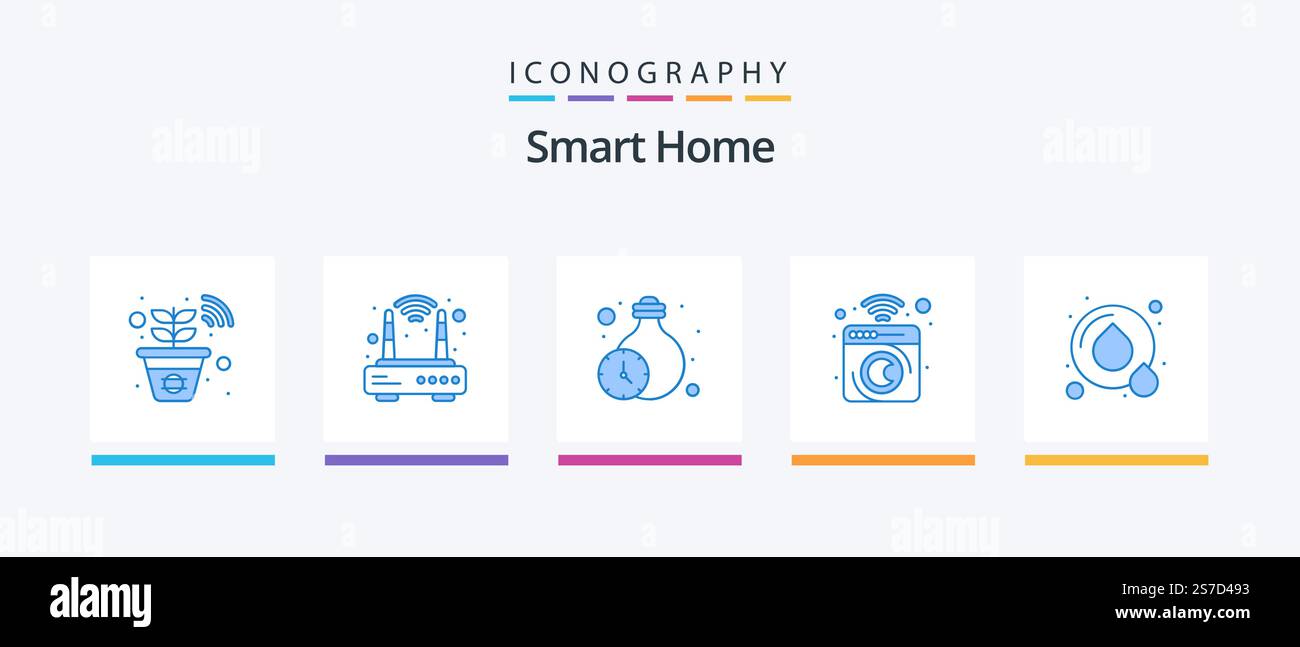 Smart Home Blue 5 Icon Pack Including water. recycle. smart. machine ...