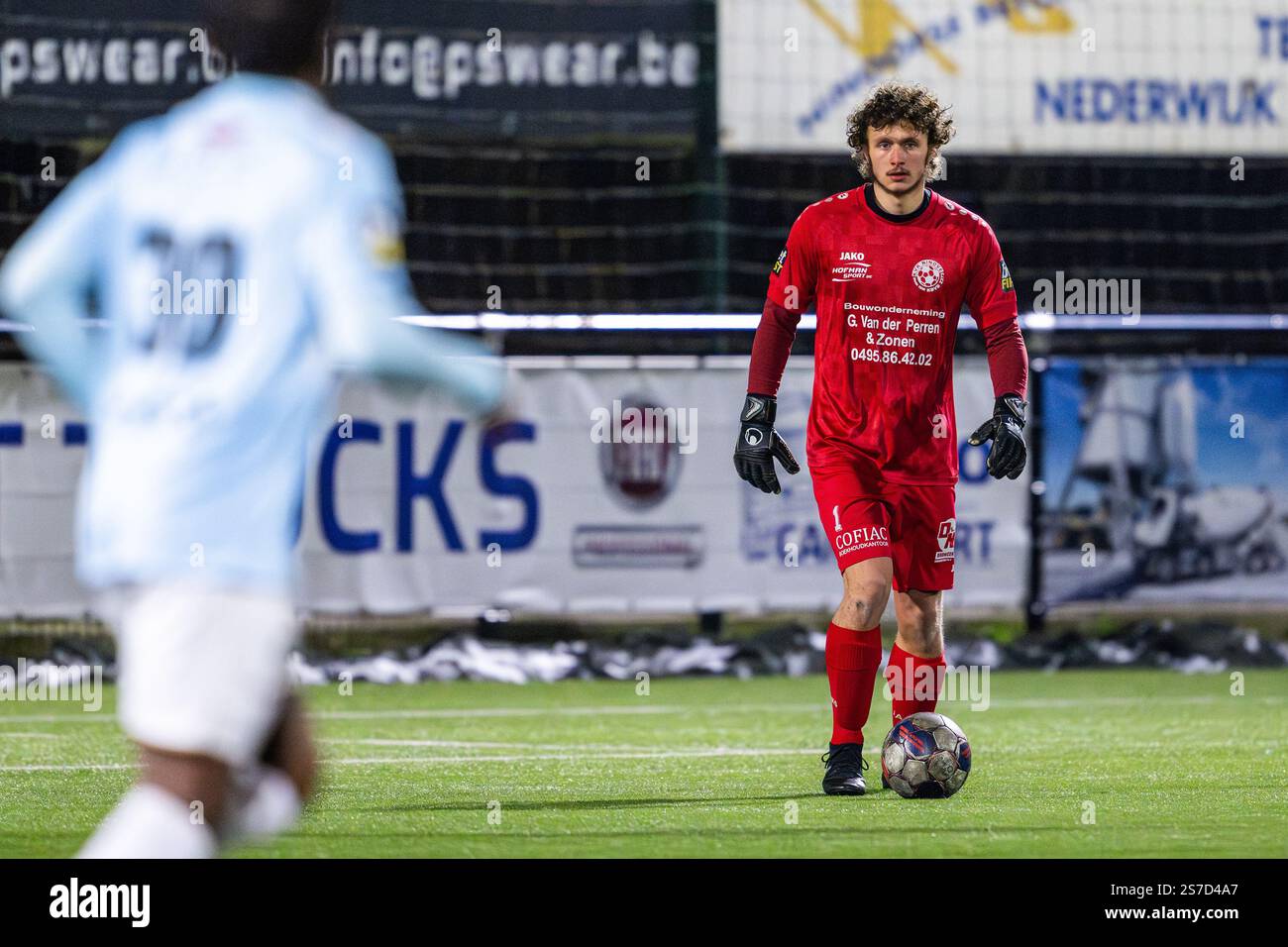 Ninove, Belgium. 18th Jan, 2025. Van Der Perren Wout (1) of VK Ninove ...
