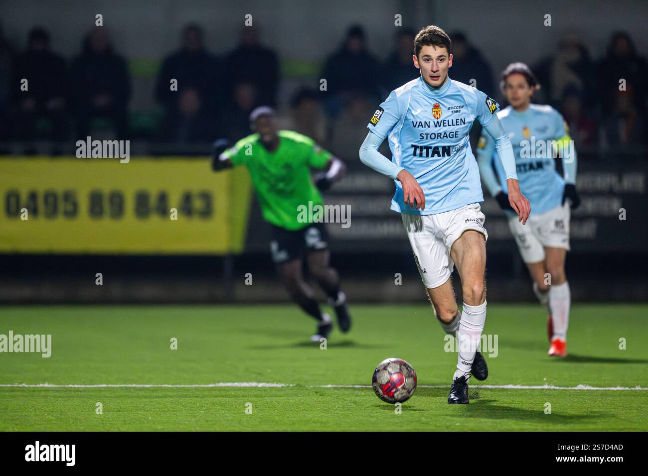 Ninove, Belgium. 18th Jan, 2025. Ristovic Strahinja (20) of Capellen FC ...