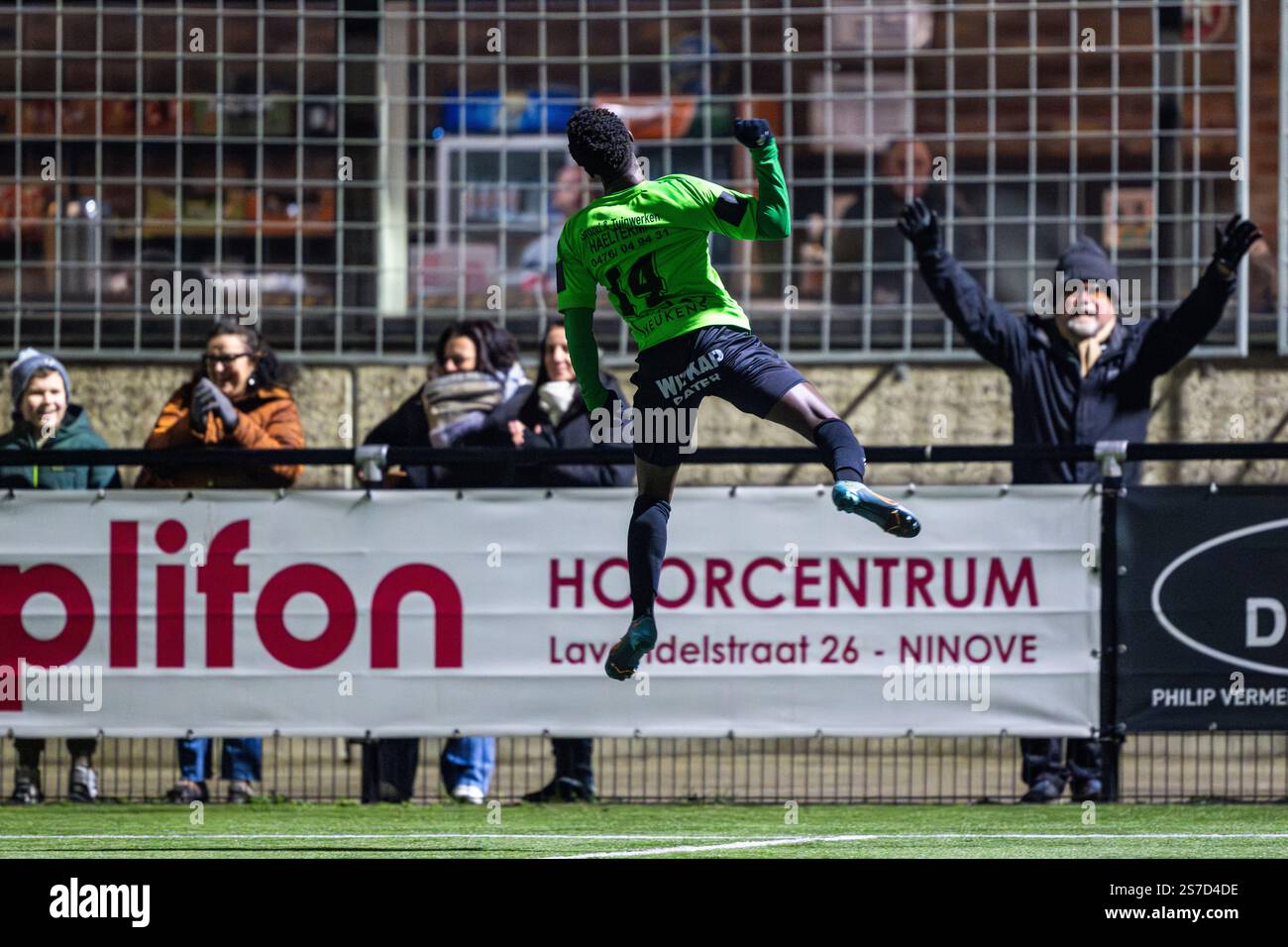 Ninove, Belgium. 18th Jan, 2025. Louange Muhire (14) of VK Ninove ...
