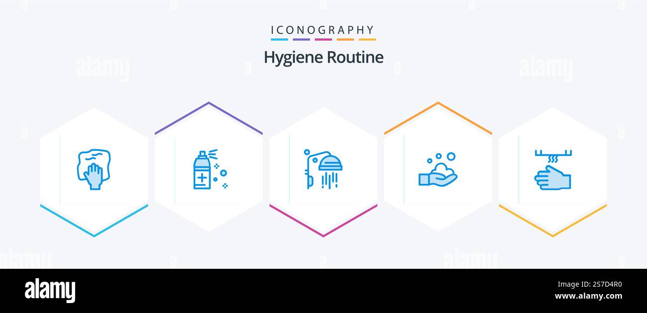 Hygiene Routine 25 Blue icon pack including cleaning. bath. bathroom ...