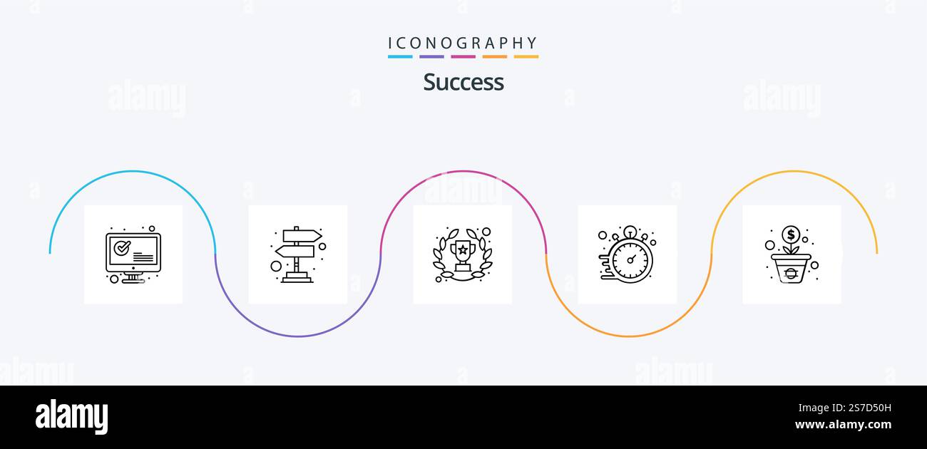 Sucess Line 5 Icon Pack Including growth. hours. achieve. hour. clock ...