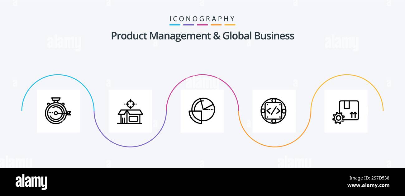 Product Managment And Global Business Line 5 Icon Pack Including management. custom. product ...