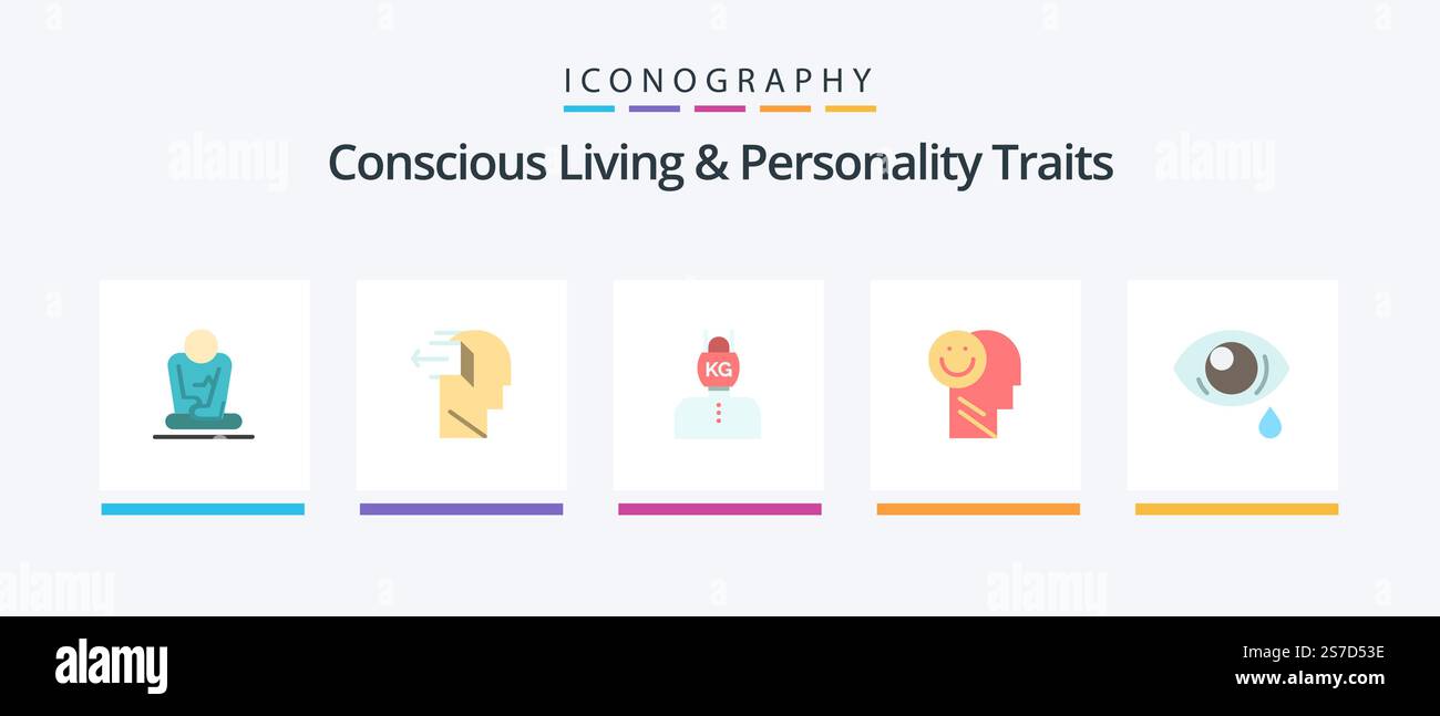 Concious Living And Personality Traits Flat 5 Icon Pack Including life ...