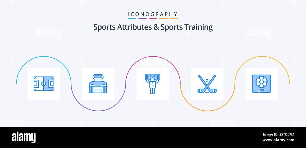 Sports Atributes And Sports Training Blue 5 Icon Pack Including stick ...
