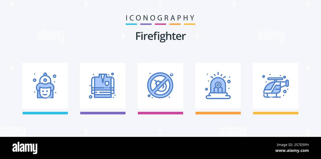 Firefighter Blue 5 Icon Pack Including helicopter. emergency. fire ...