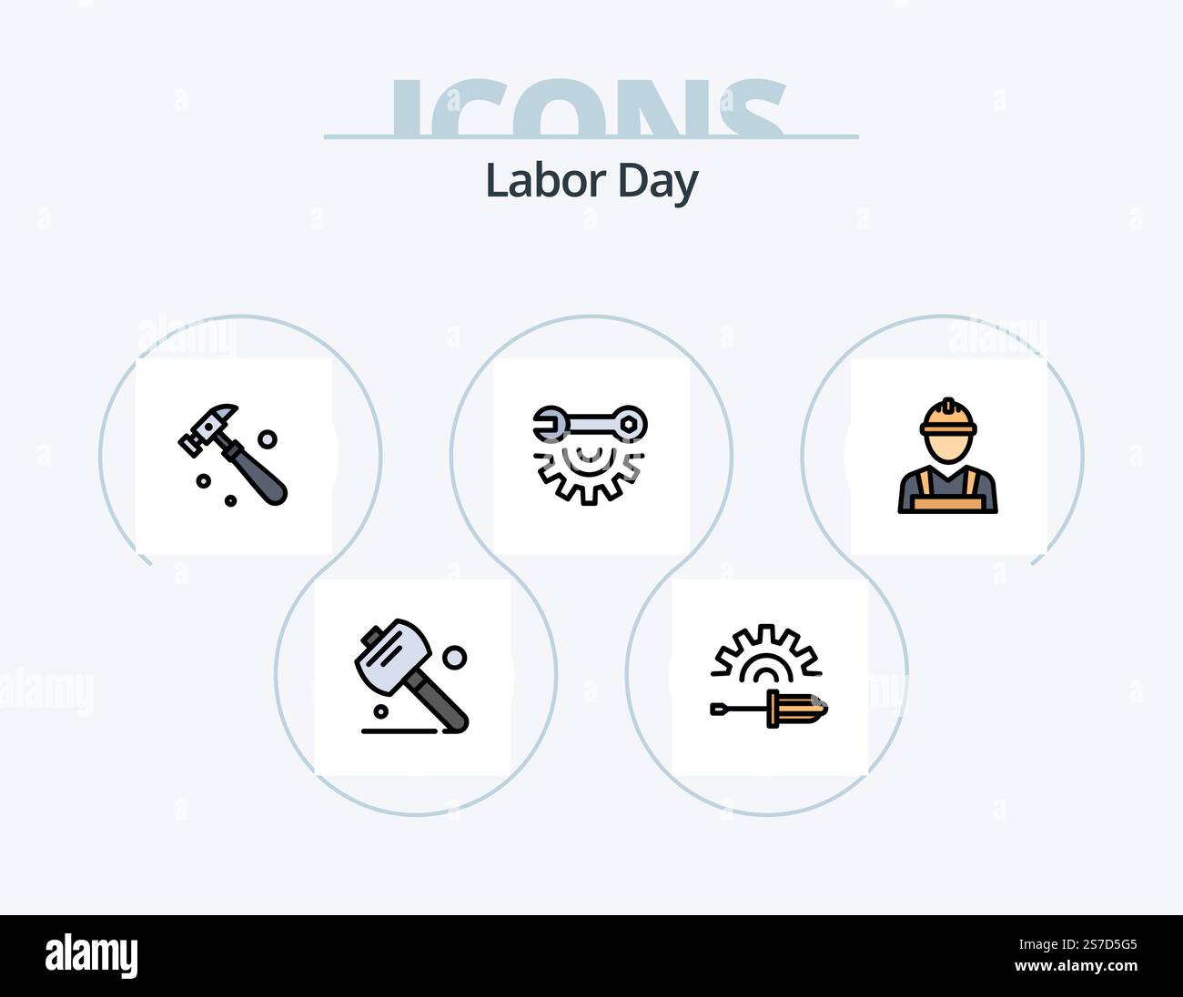 Labor Day Line Filled Icon Pack 5 Icon Design. day . labour . labour ...