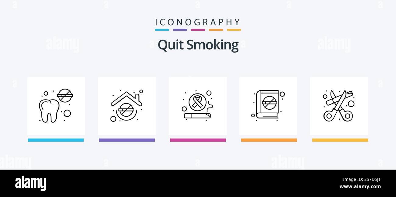 Quit Smoking Line 5 Icon Pack Including scissors. lifestyle. smoking ...