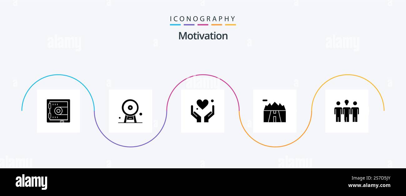 Motivation Glyph 5 Icon Pack Including coach. scenery. mountains ...