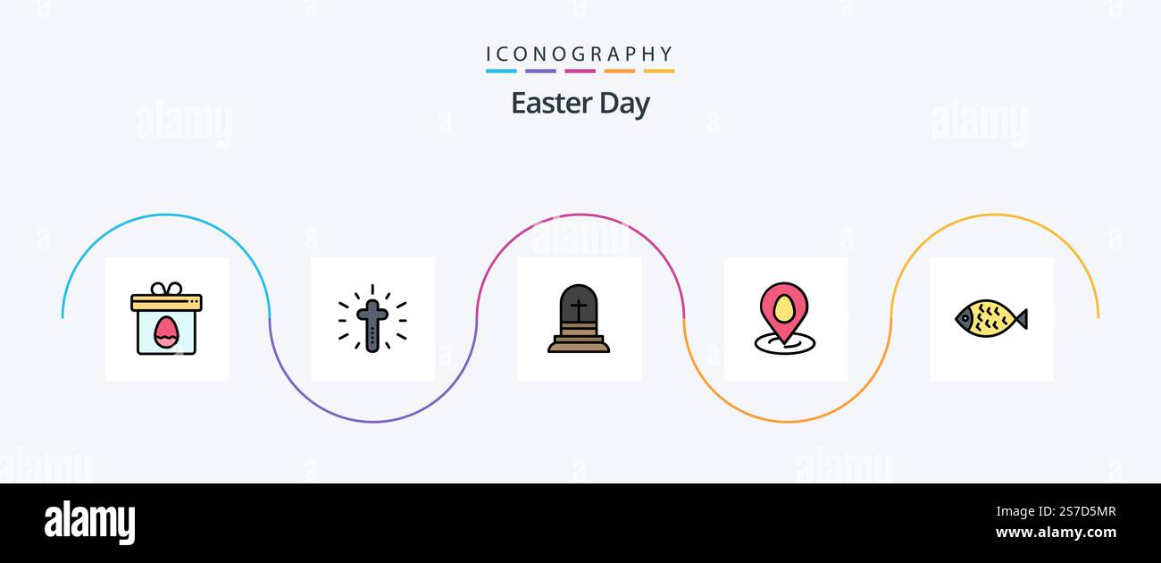 Easter Line Filled Flat 5 Icon Pack Including . eat. location. easter ...