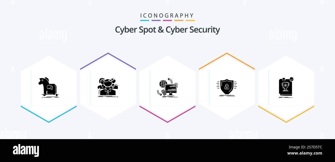 Cyber Spot And Cyber Security 25 Glyph icon pack including protection ...