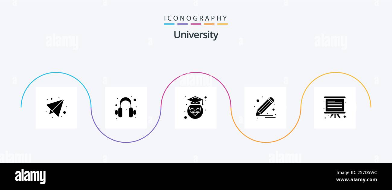 University Glyph 5 Icon Pack Including board. write. owl. pen. draw ...