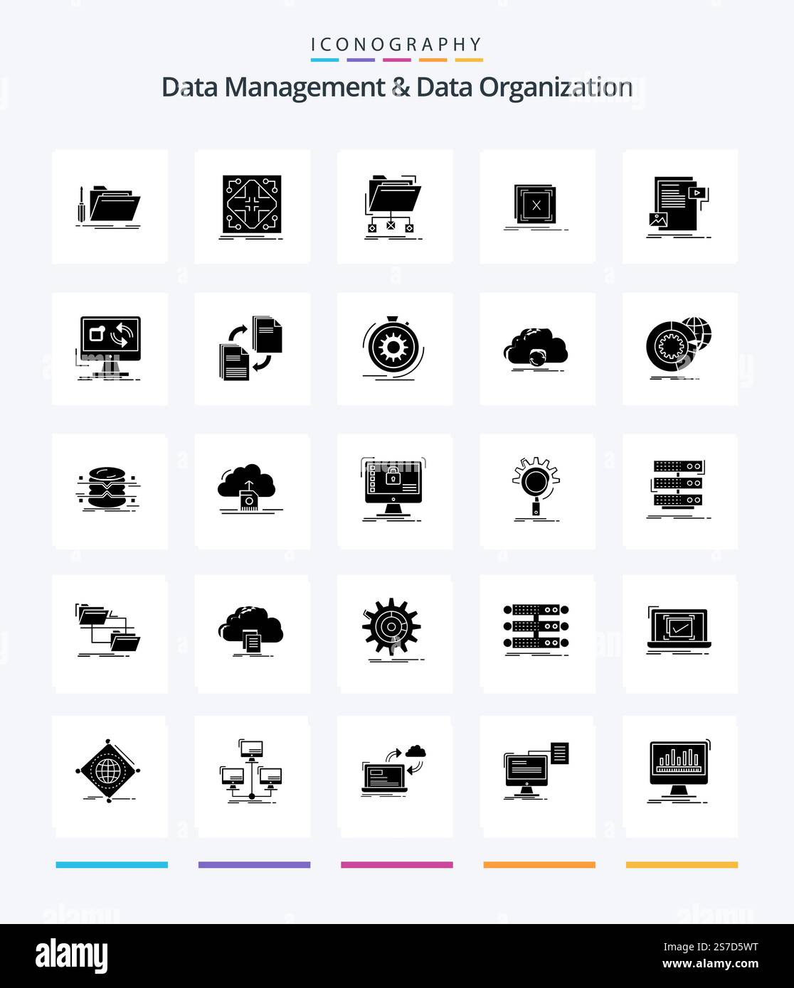 Creative Data Management And Data Organization 25 Glyph Solid Black ...