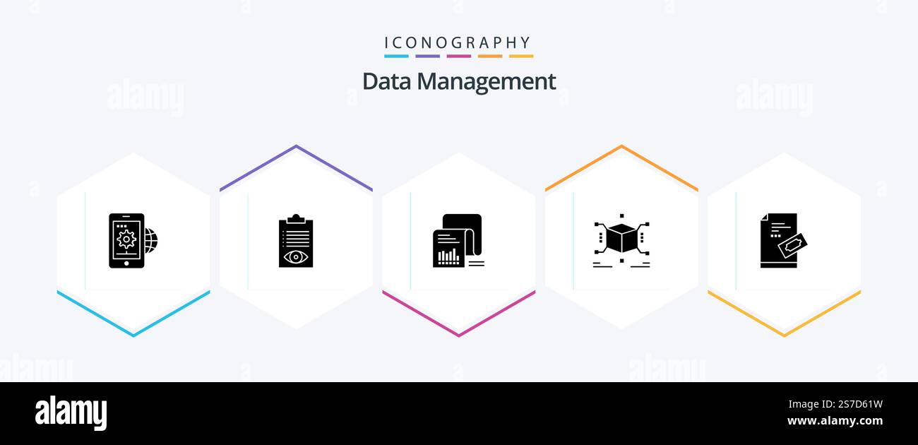 Data Management 25 Glyph icon pack including questionnaire. documents ...