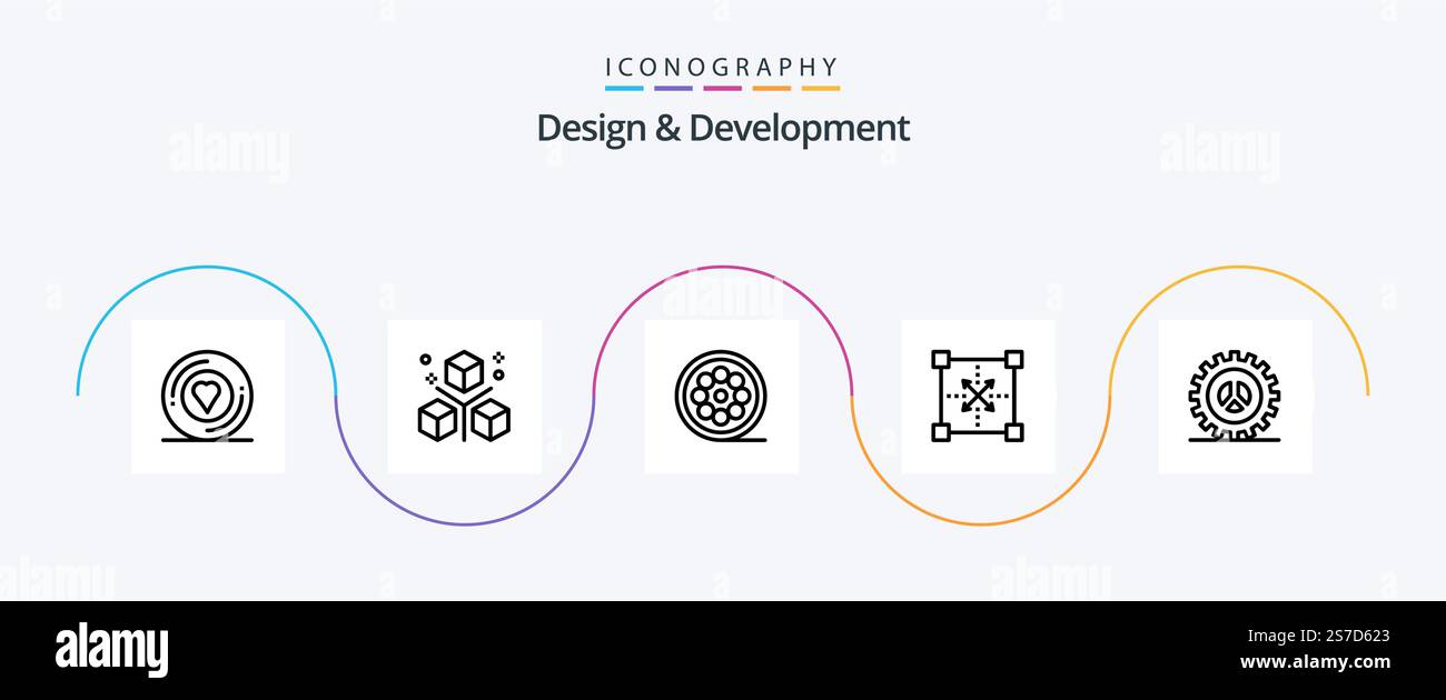 Design and Development Line 5 Icon Pack Including shape. development. programing. design. web ...