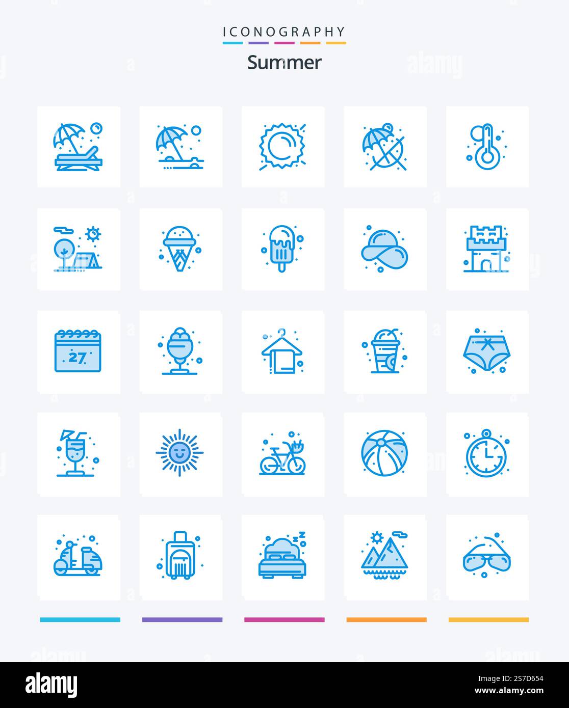 Creative Summer 25 Blue icon pack Such As temperature. summer. umbrella ...