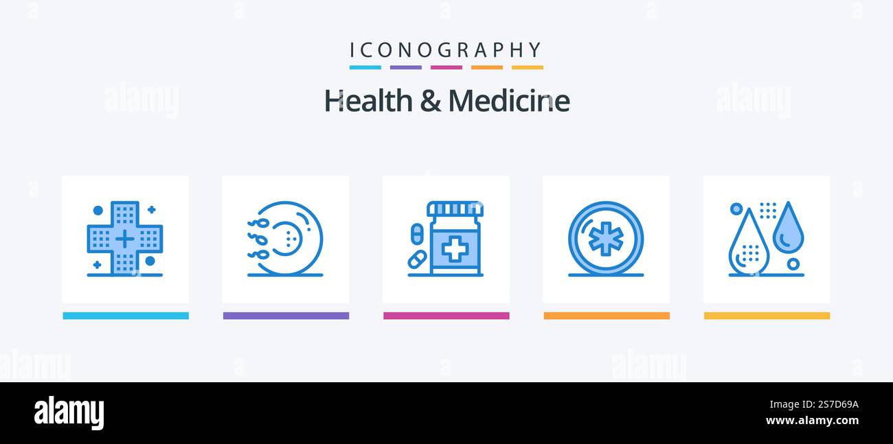 Health and Medicine Blue 5 Icon Pack Including healthcare. ambulance ...