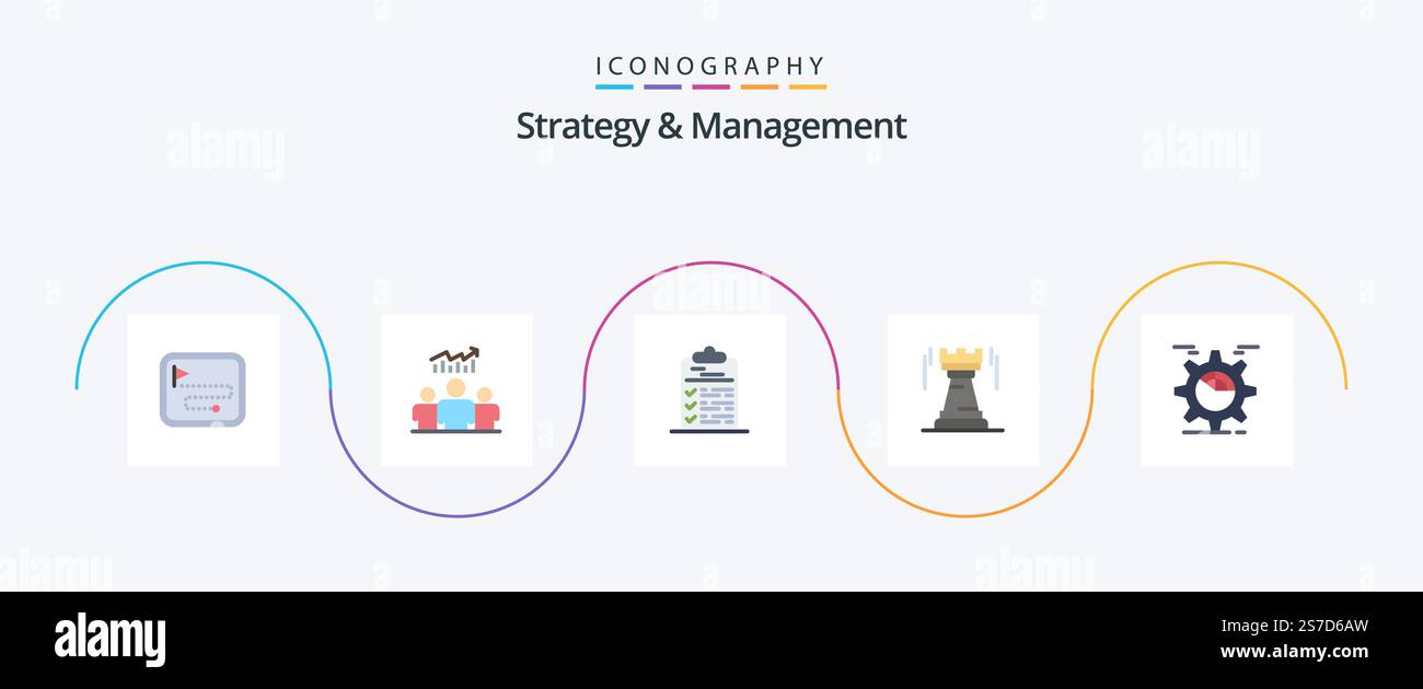 Strategy And Management Flat 5 Icon Pack Including bastion. tower ...