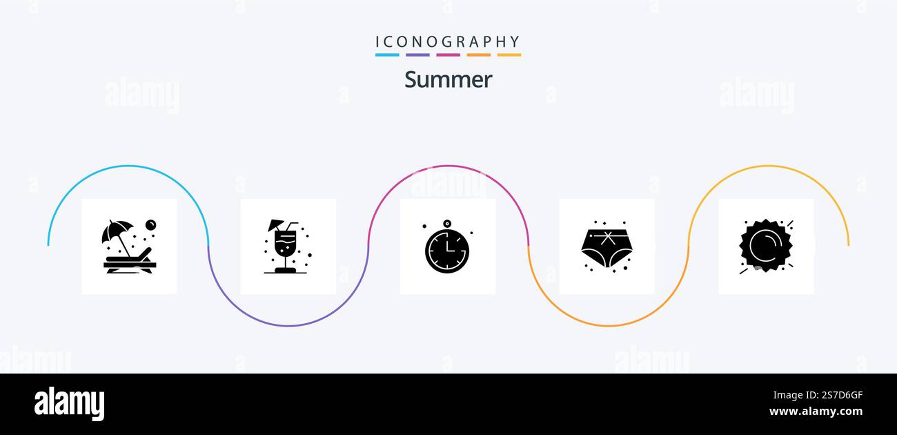 Summer Glyph 5 Icon Pack Including weather. sun. compass. summer ...