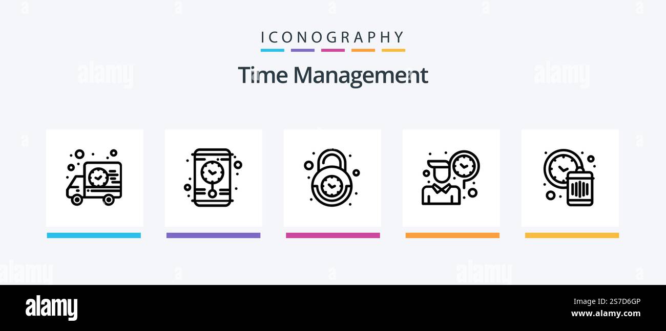 Time Management Line 5 Icon Pack Including security. lock. reception ...