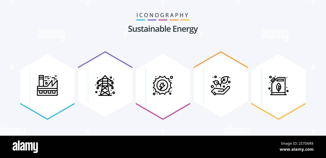 Sustainable Energy 25 Line icon pack including electric. plant ...