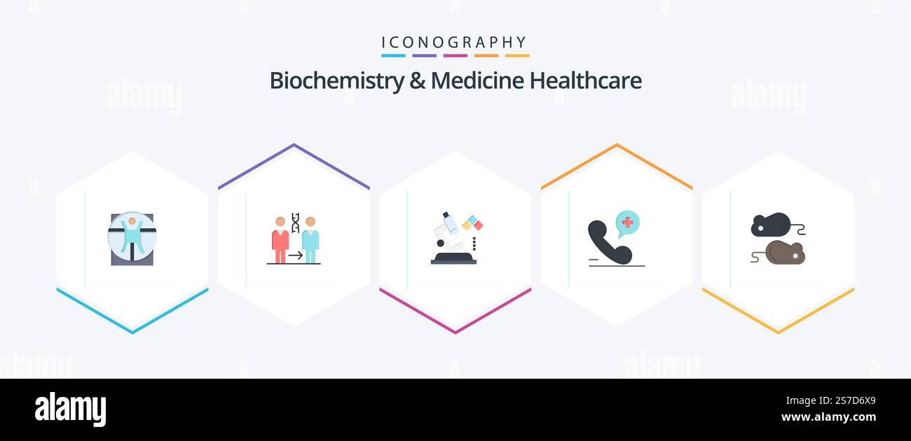 Biochemistry And Medicine Healthcare 25 Flat icon pack including ...