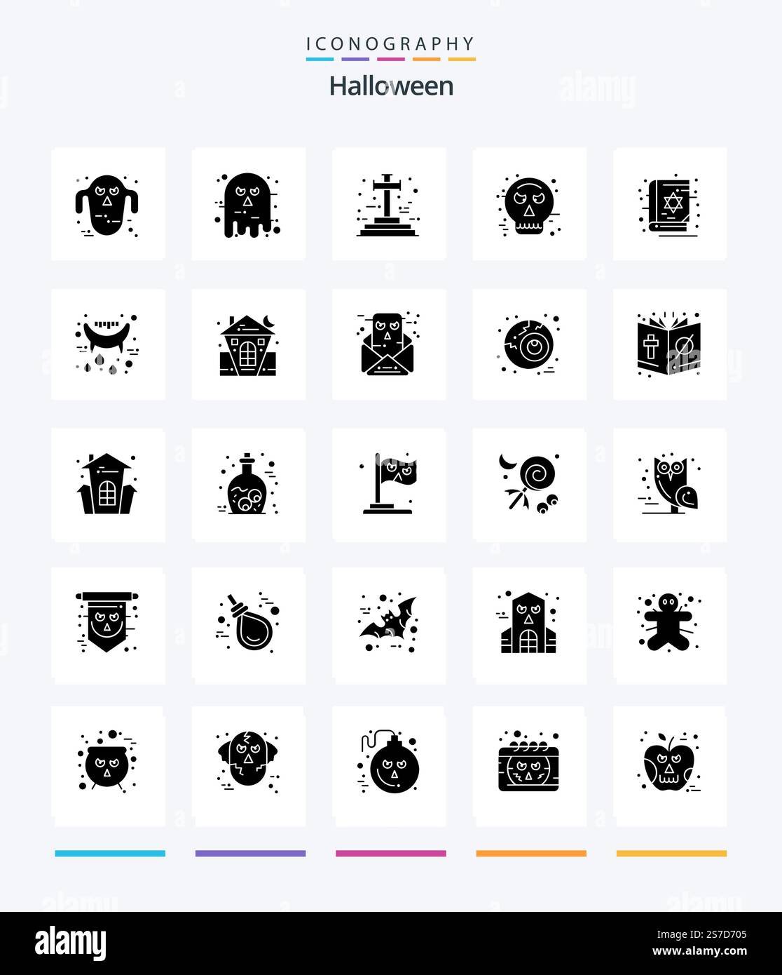 Creative Halloween 25 Glyph Solid Black icon pack Such As book. guy ...