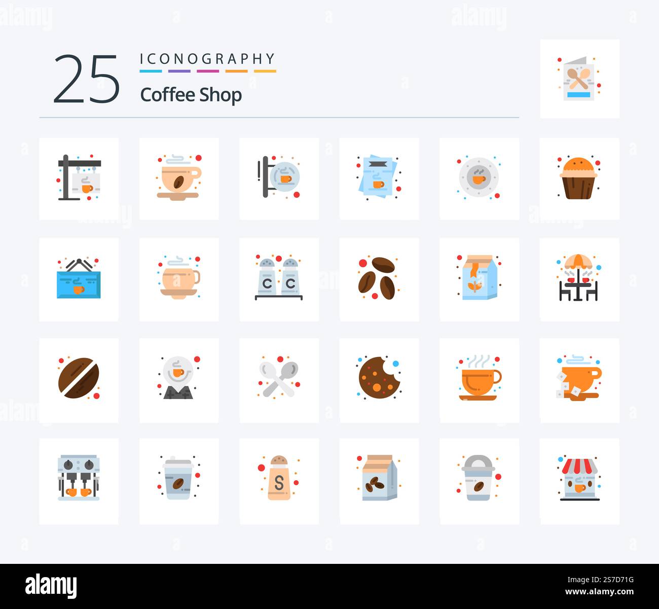 Coffee Shop 25 Flat Color icon pack including order. list. board ...