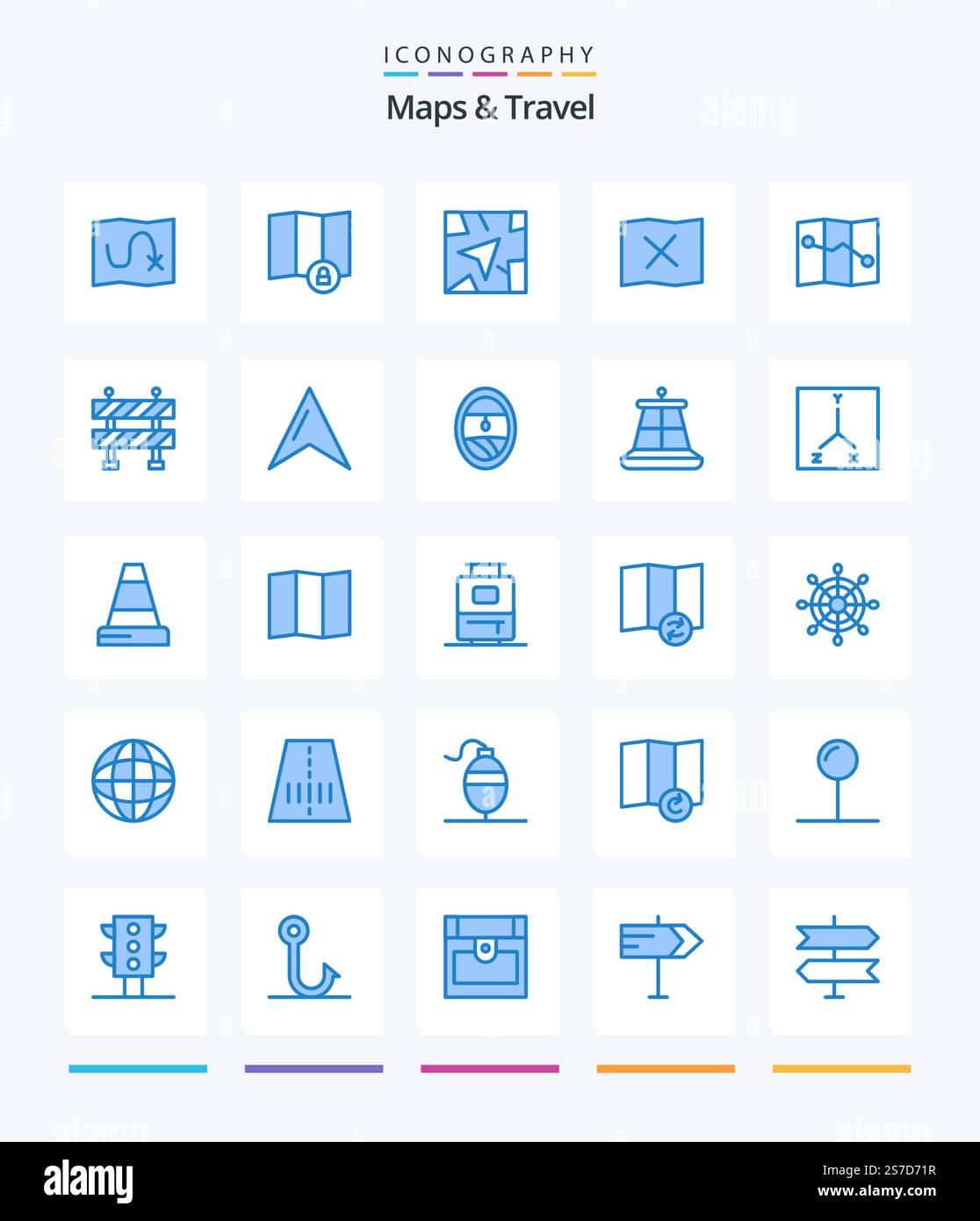 Creative Maps & Travel 25 Blue icon pack Such As map. road. route ...