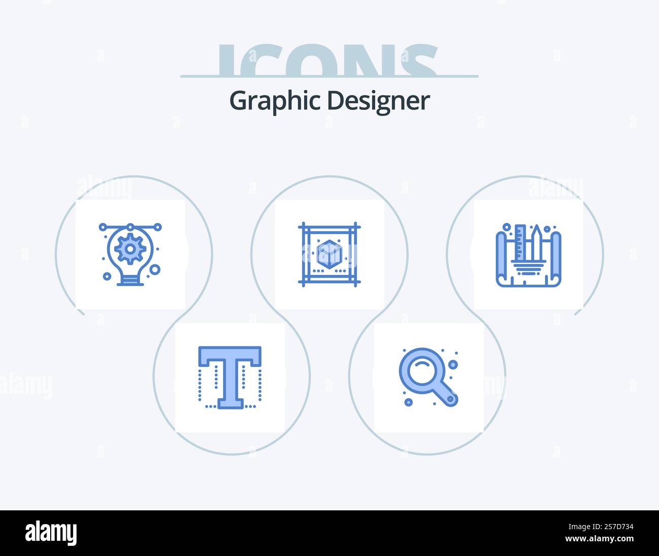 Graphic Designer Blue Icon Pack 5 Icon Design. creating blueprint ...
