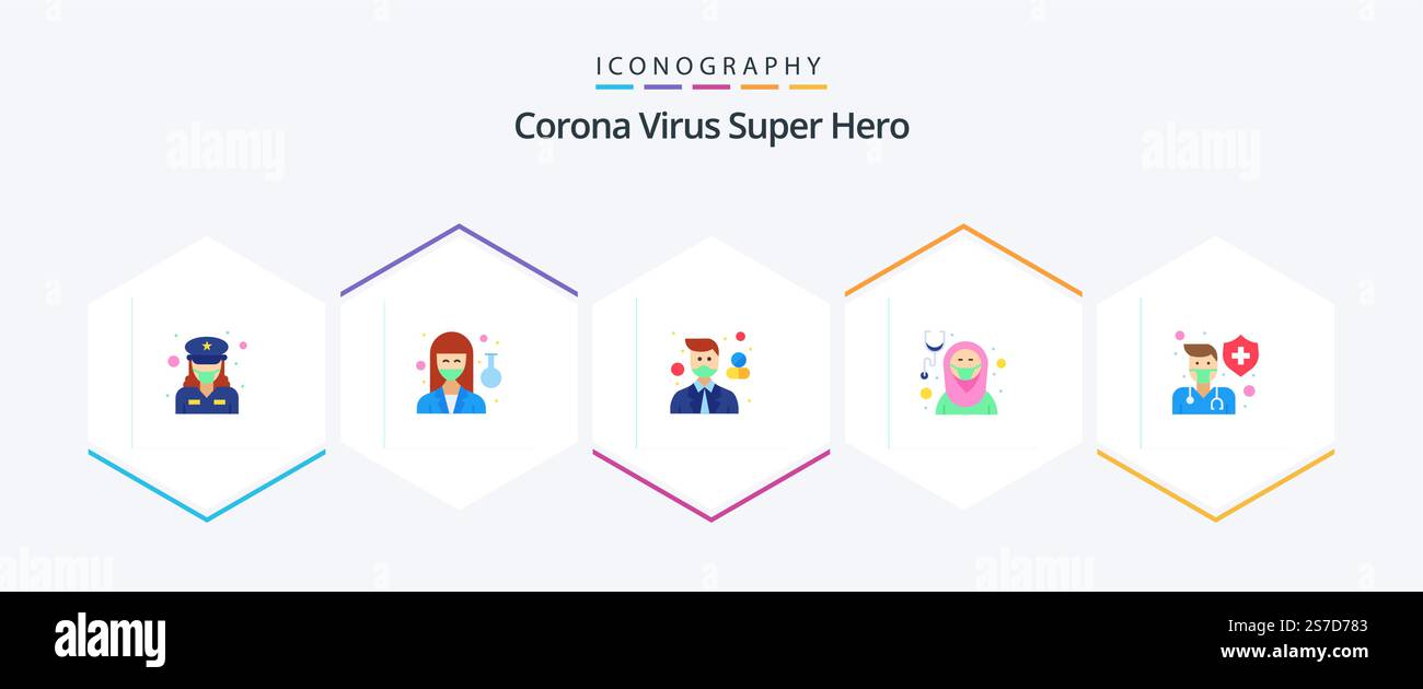 Corona Virus Super Hero 25 Flat icon pack including nurse. lady. avatar ...