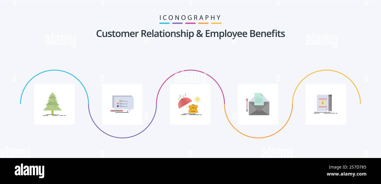 Customer Relationship And Employee Benefits Flat 5 Icon Pack Including ...