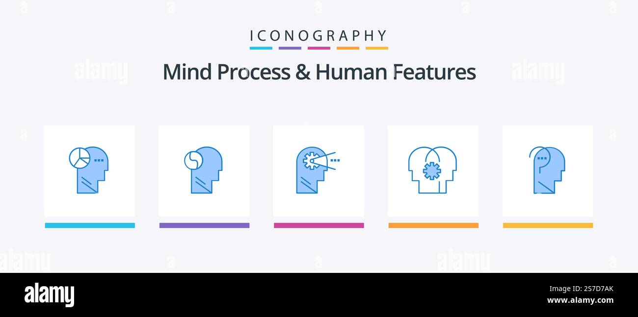 Mind Process And Human Features Blue 5 Icon Pack Including confuse ...