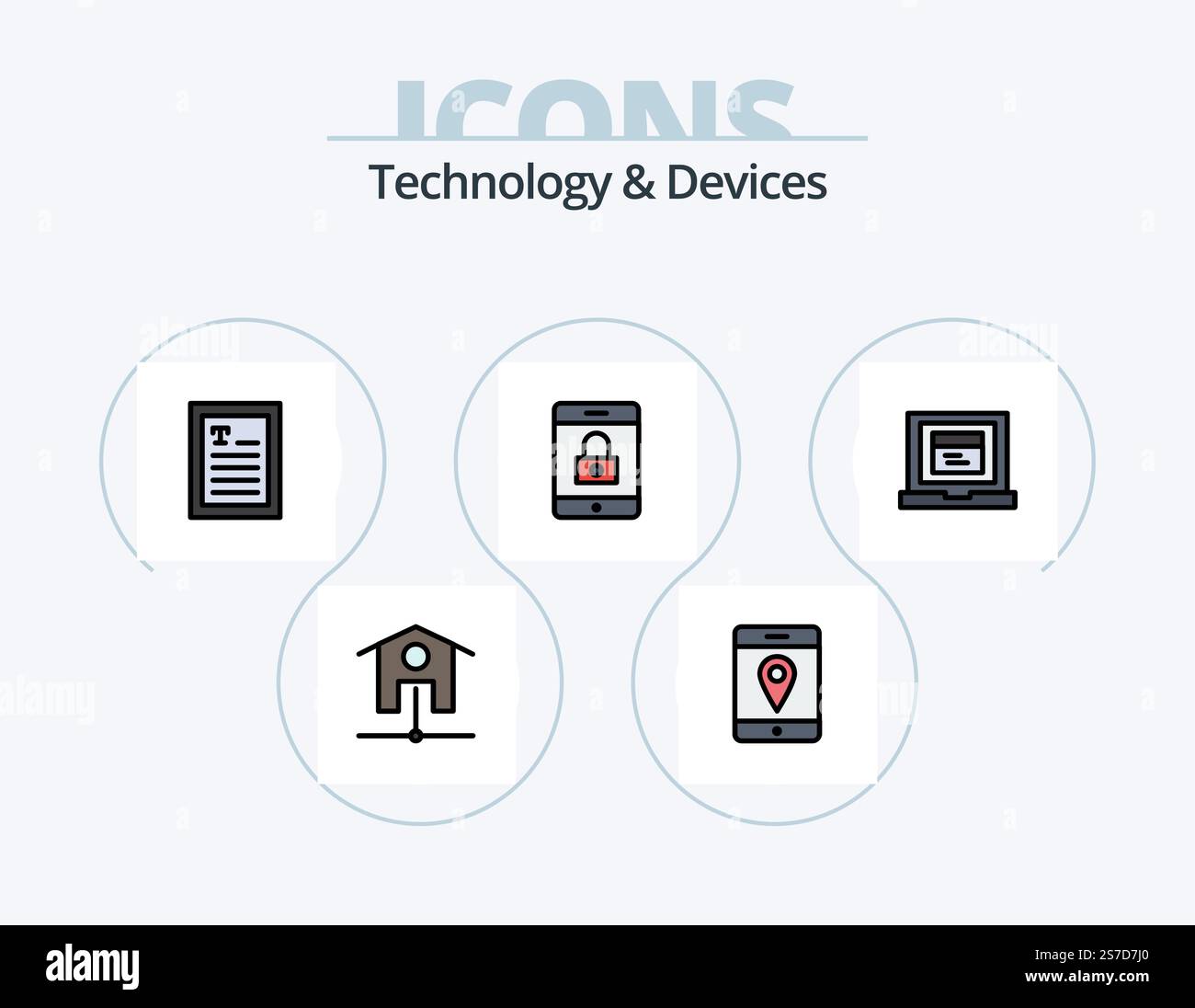 Devices Line Filled Icon Pack 5 Icon Design. . . mobile. smartphone ...