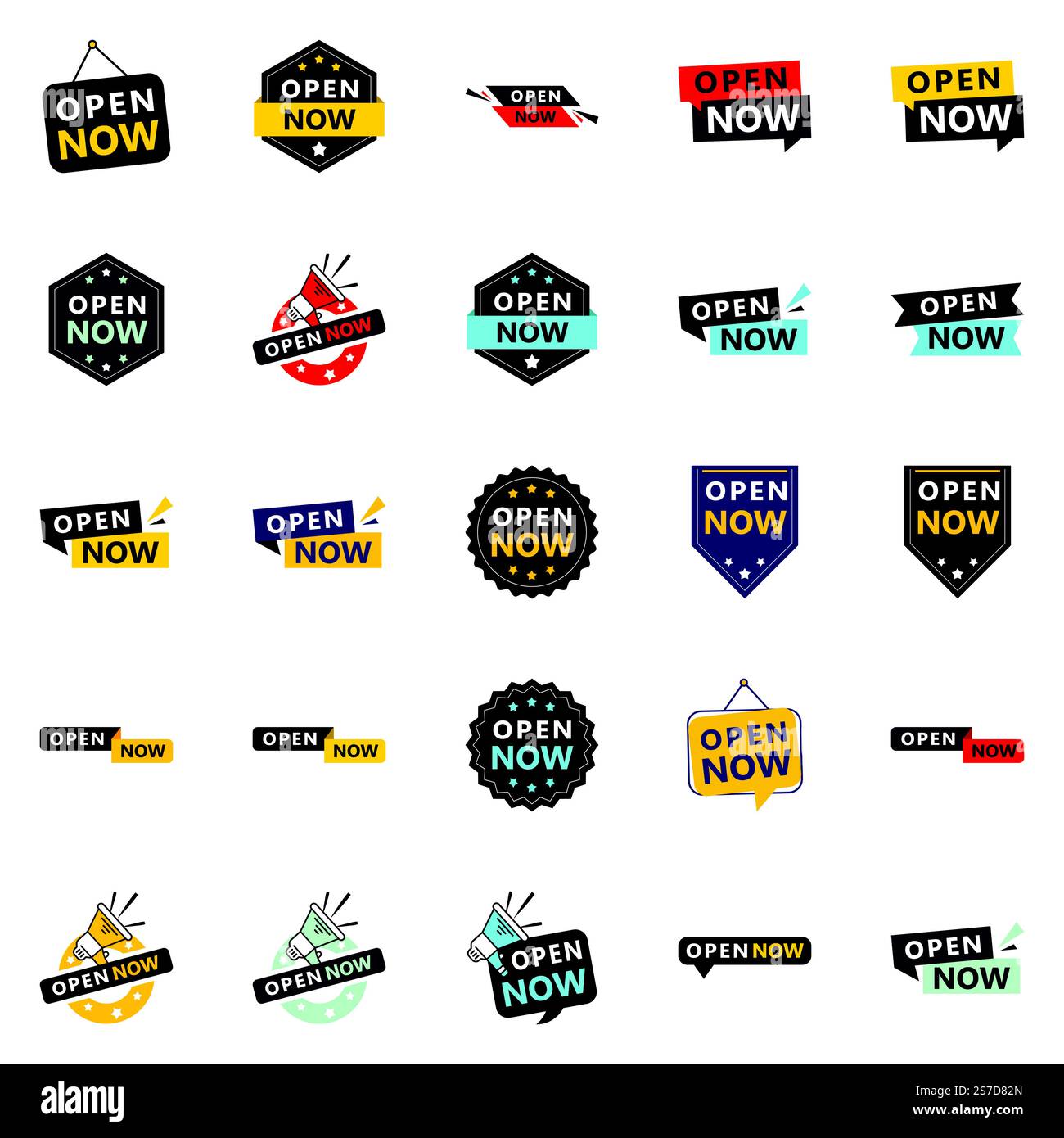 Open now pack 25 creative design options Stock Vector Image & Art - Alamy